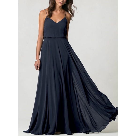 Jenny Yoo | Dresses | Jenny Yoo Inesse Chiffon Vneck Spaghetti Gown ...